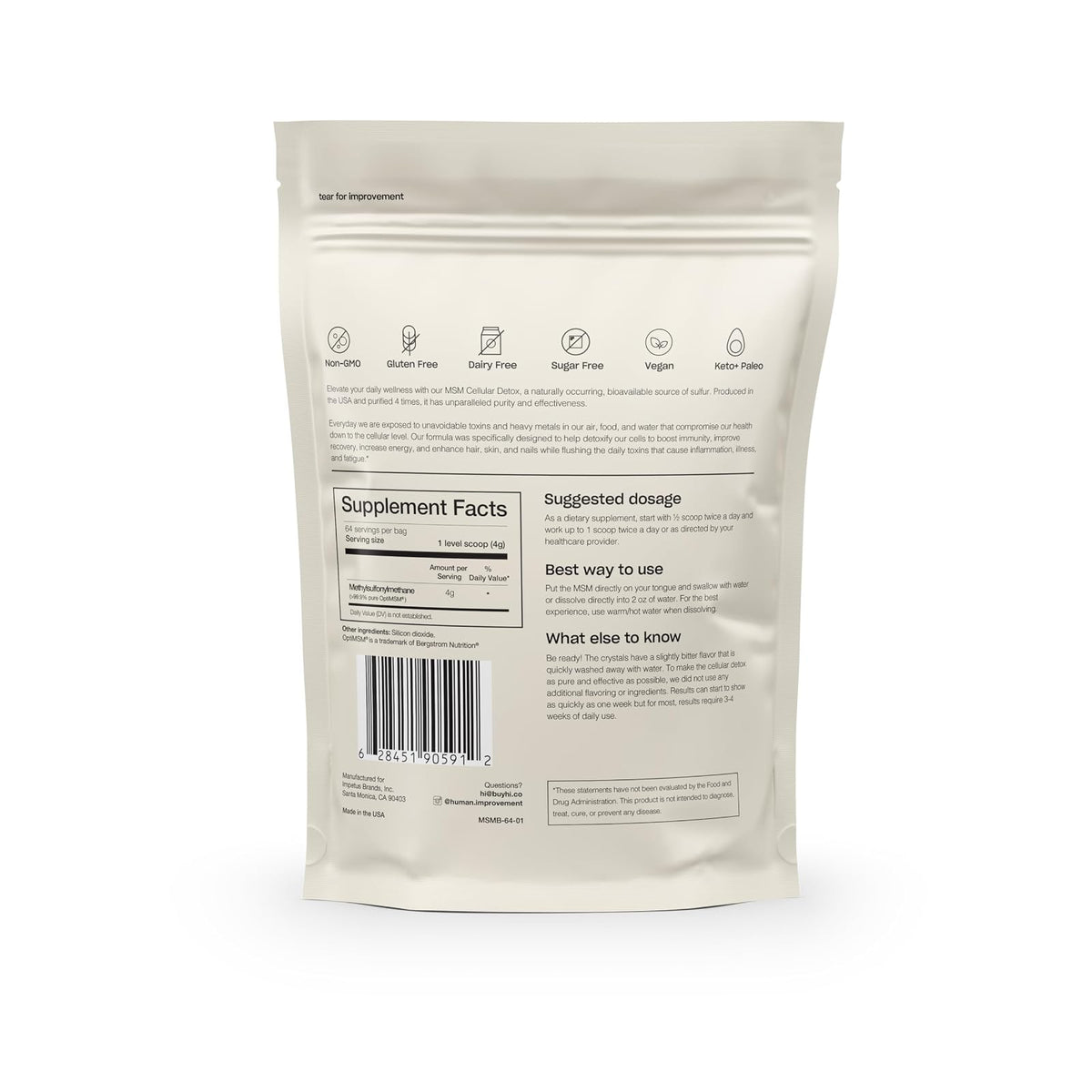 64 servings of pure msm supplement