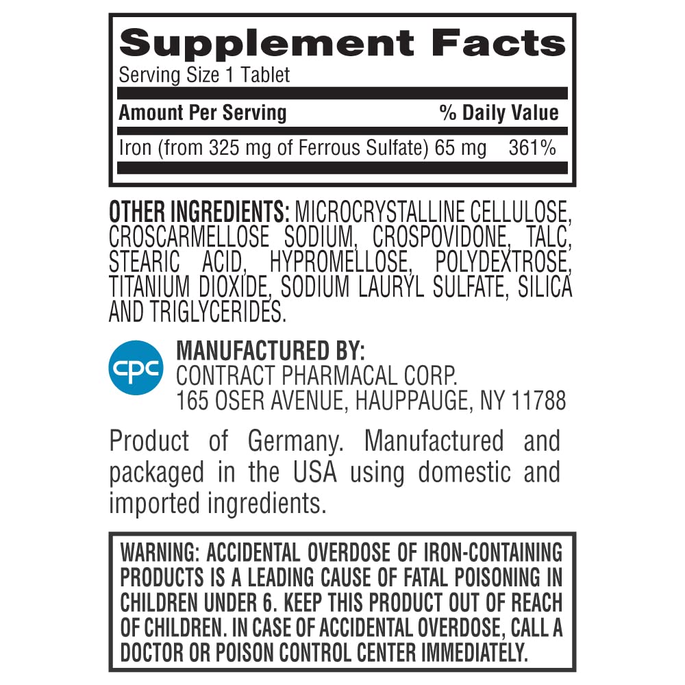 65 mg ferrous sulfate for energy