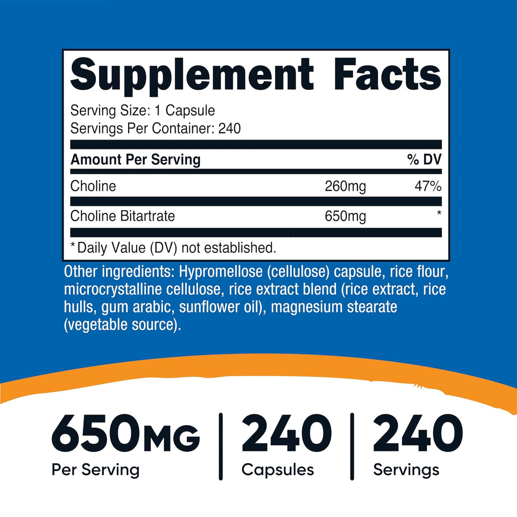 650 mg vegetarian choline supplement