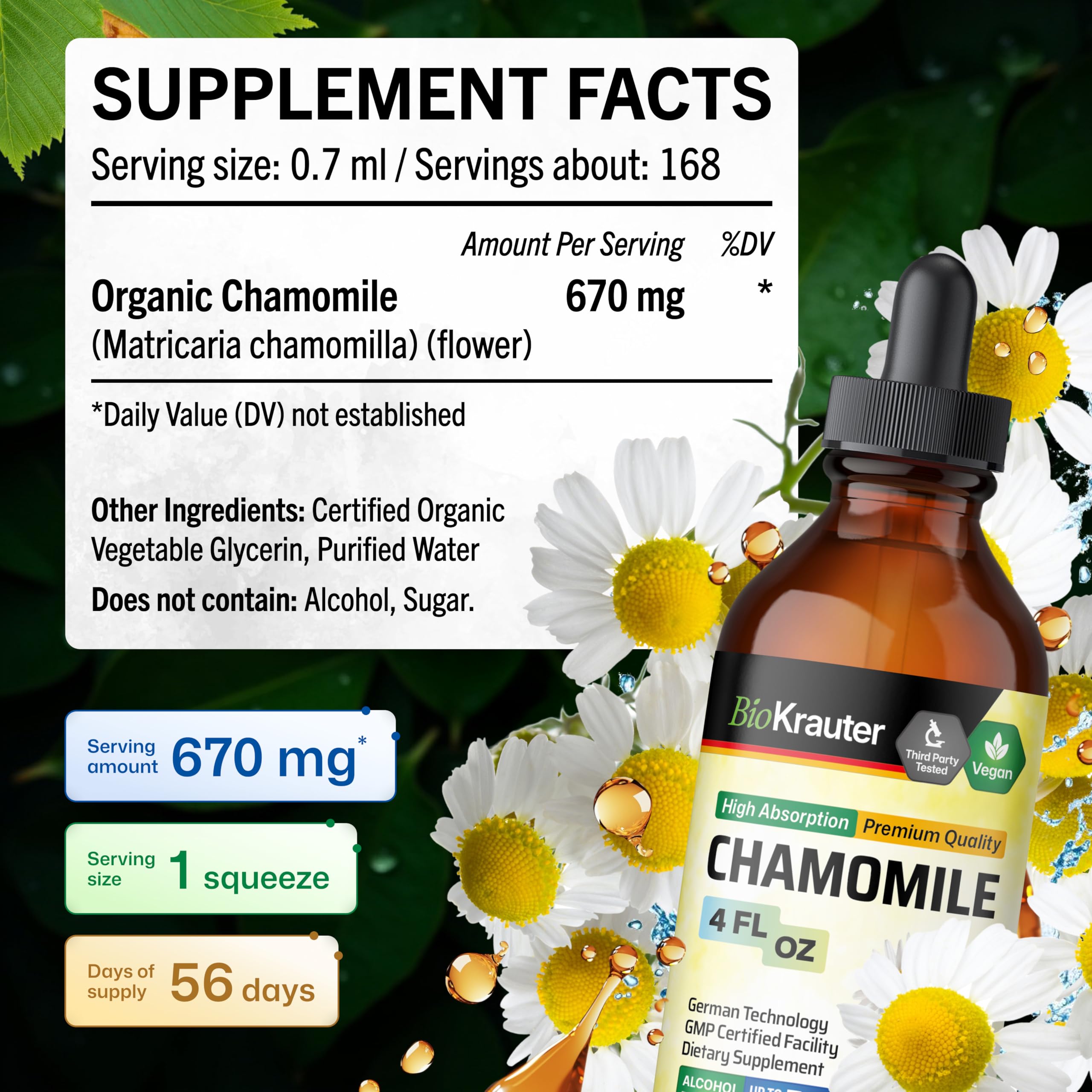 670 mg chamomile per serving