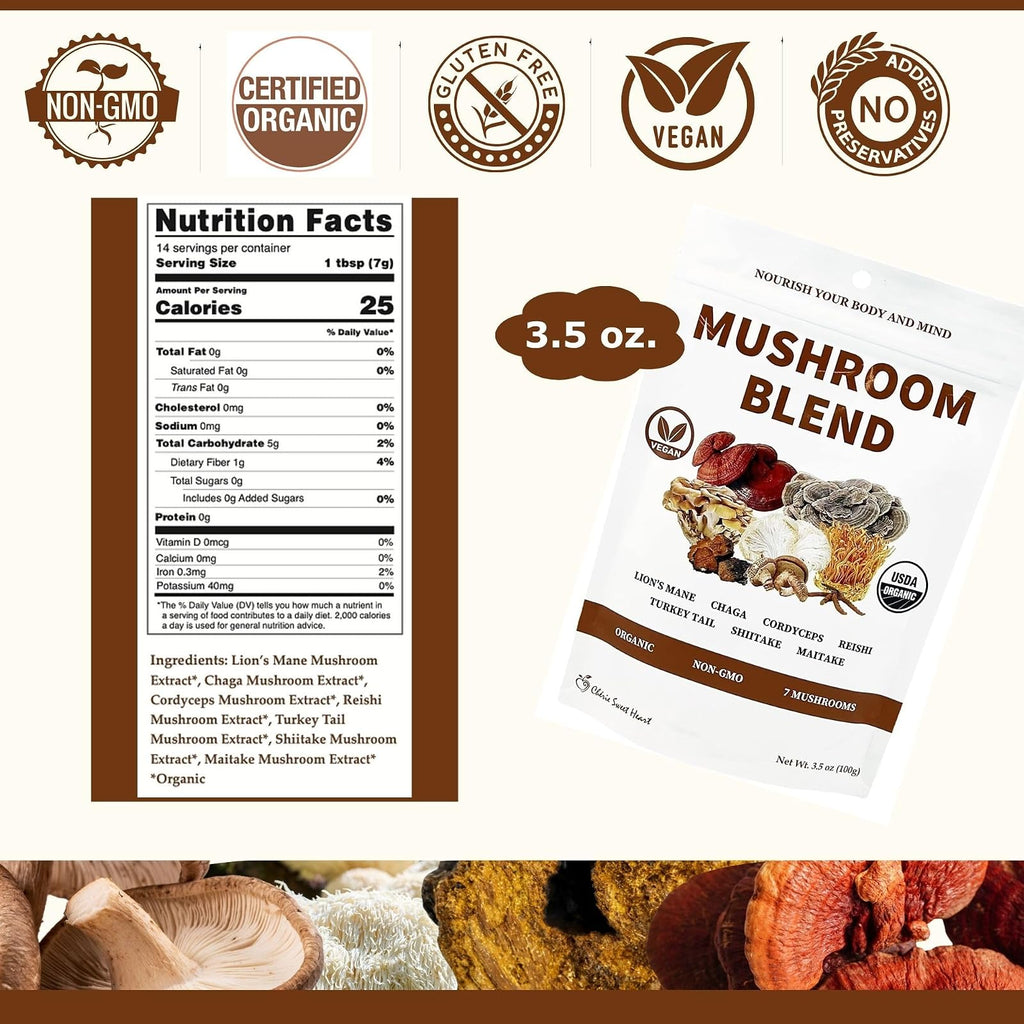 7 mushroom extract powder for immune support