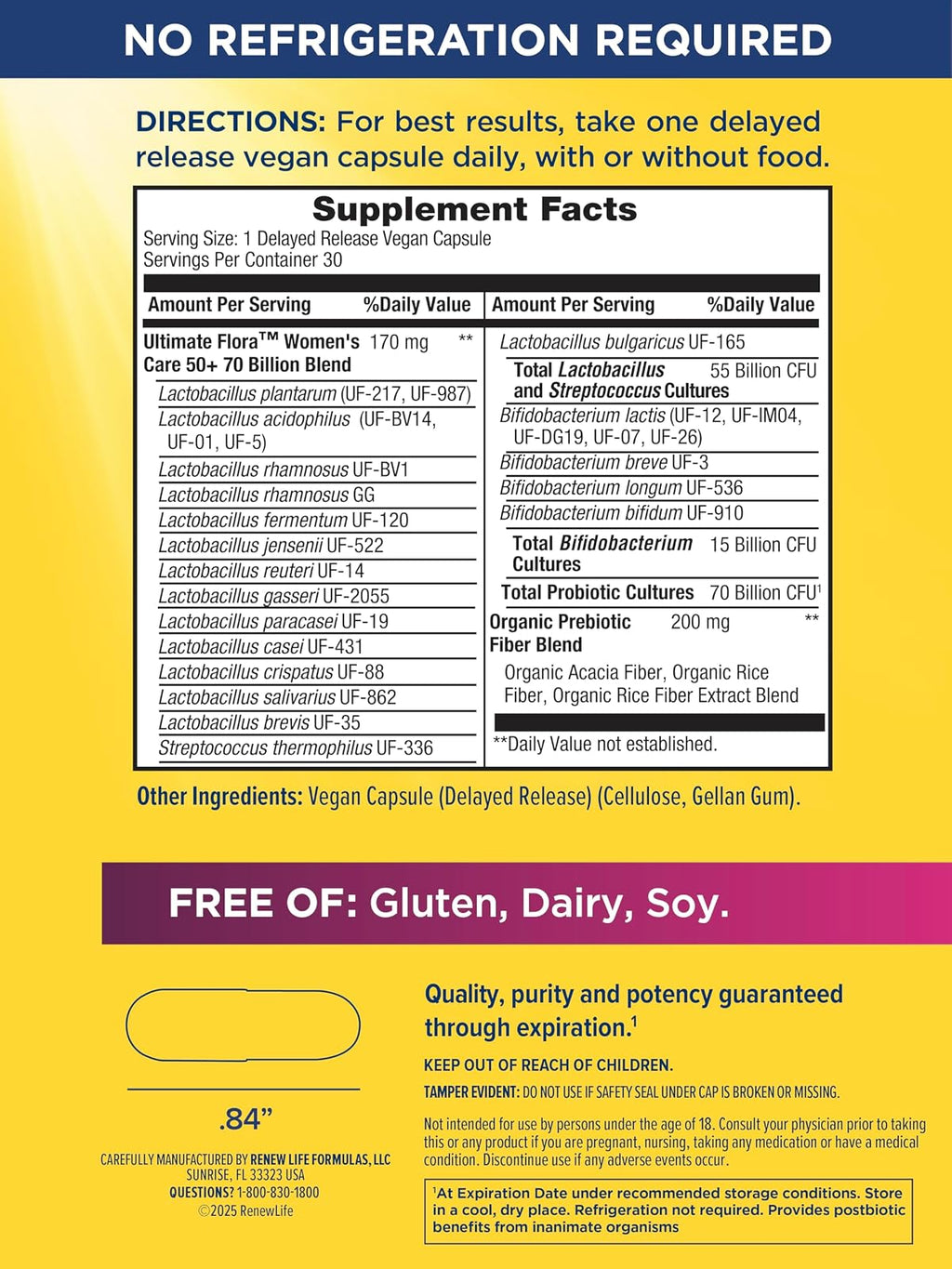 70 billion CFU probiotics for women