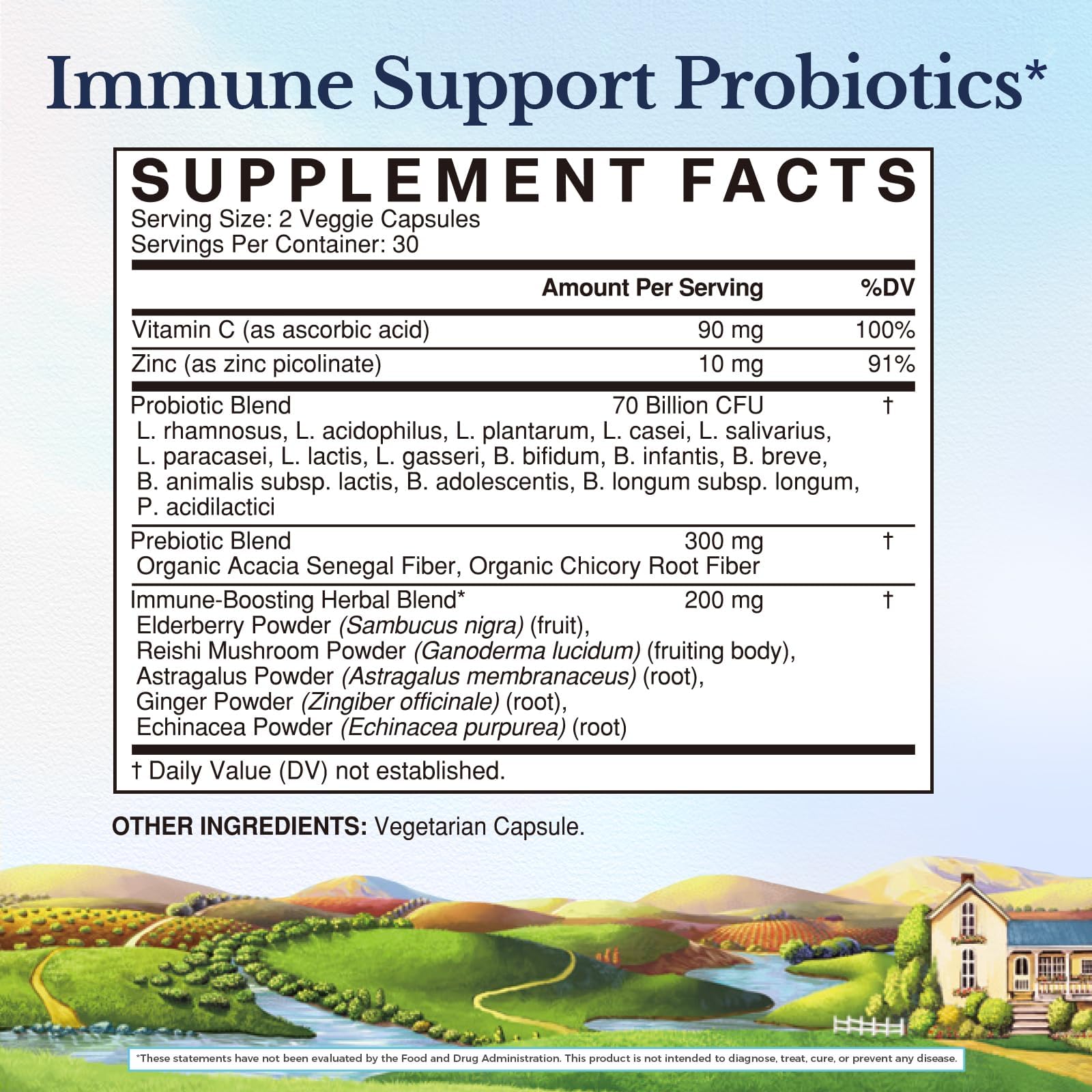 70 billion CFU vegan probiotic capsules