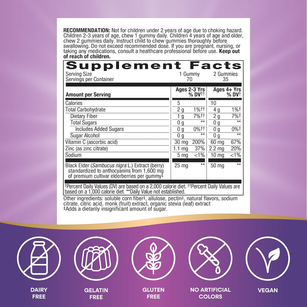 70 count elderberry gummies for kids