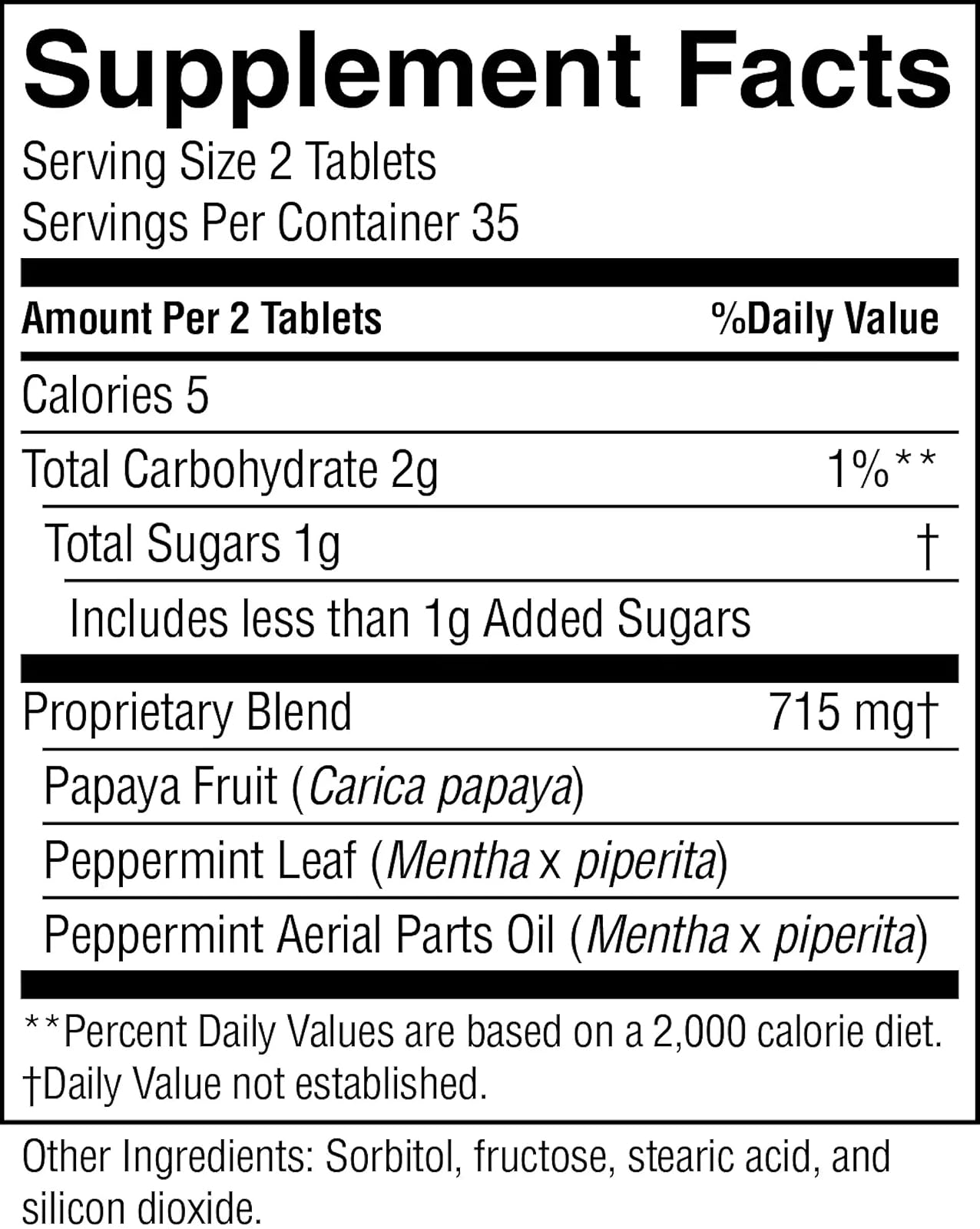 70 count papaya mint tablets