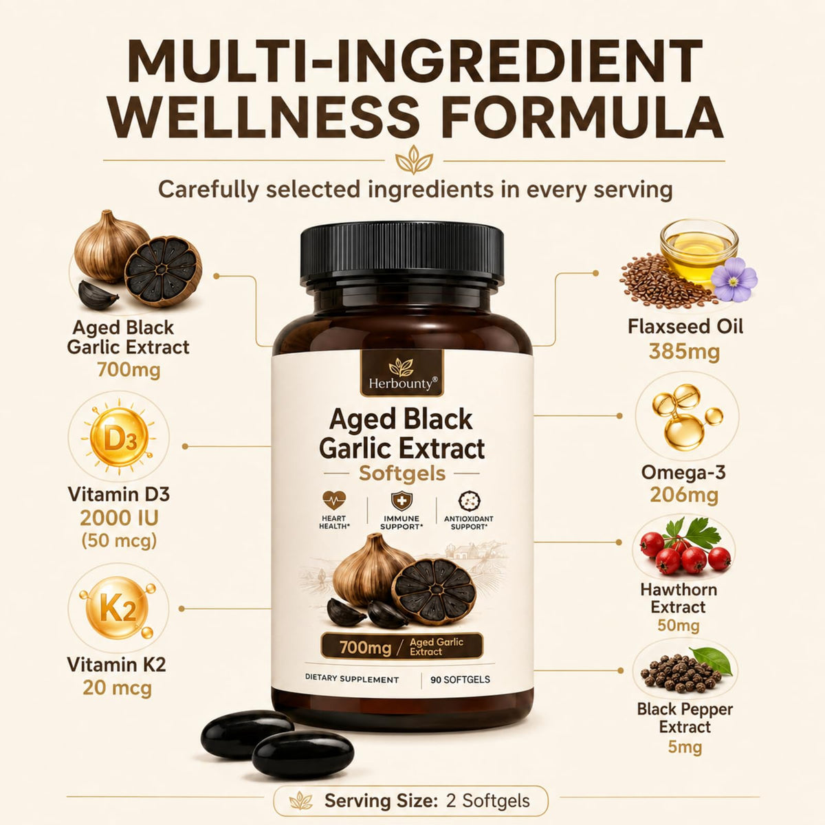 700 mg black garlic supplement capsules