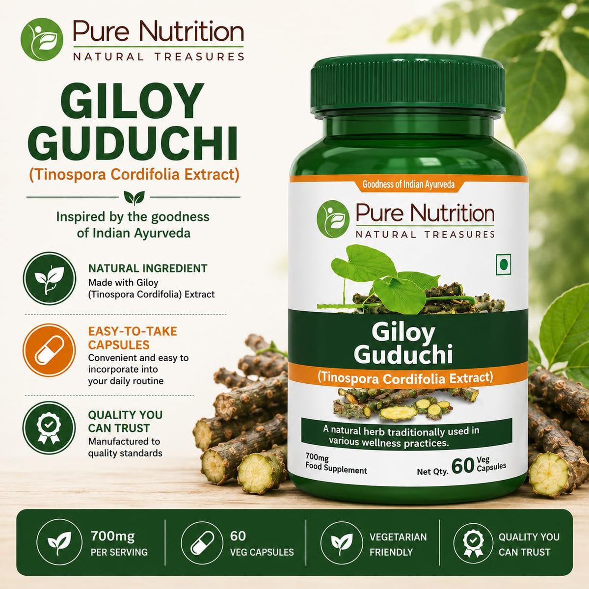 700 mg Giloy Guduchi health benefits