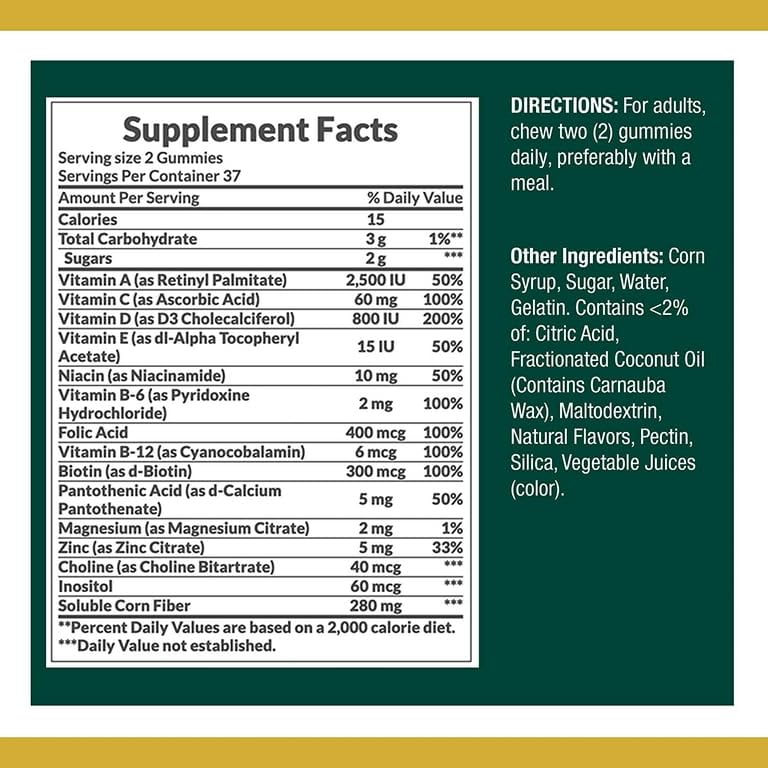 75 count multivitamin gummies for energy