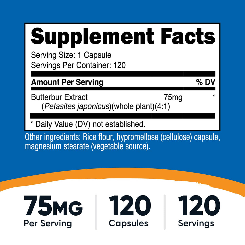 75 mg Butterbur capsules for health