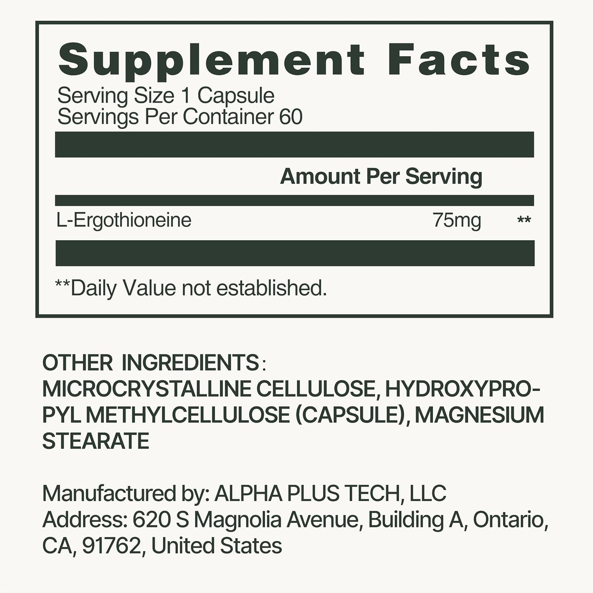 75 mg L-Ergothioneine for daily health