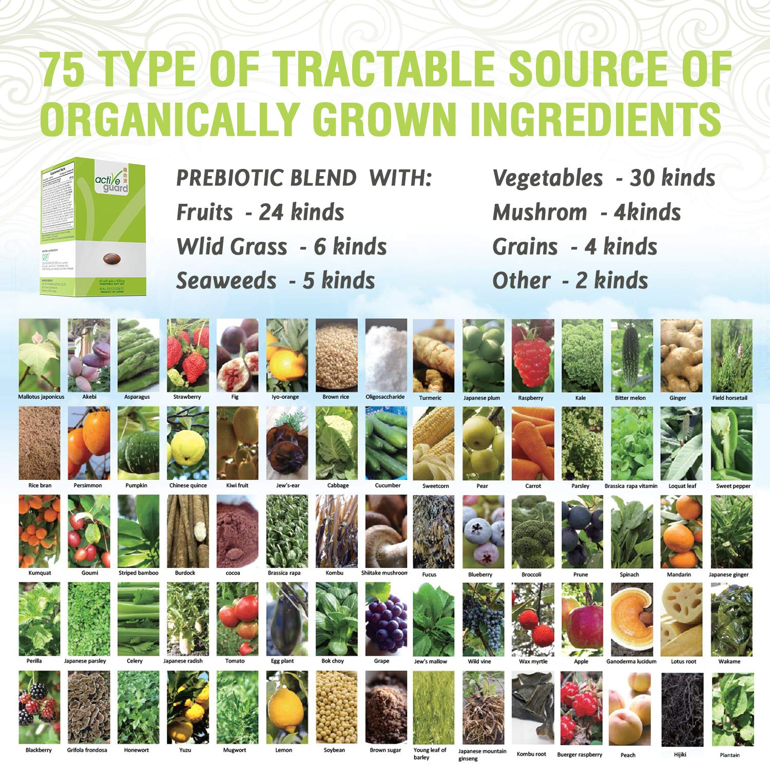 75 types of prebiotics included