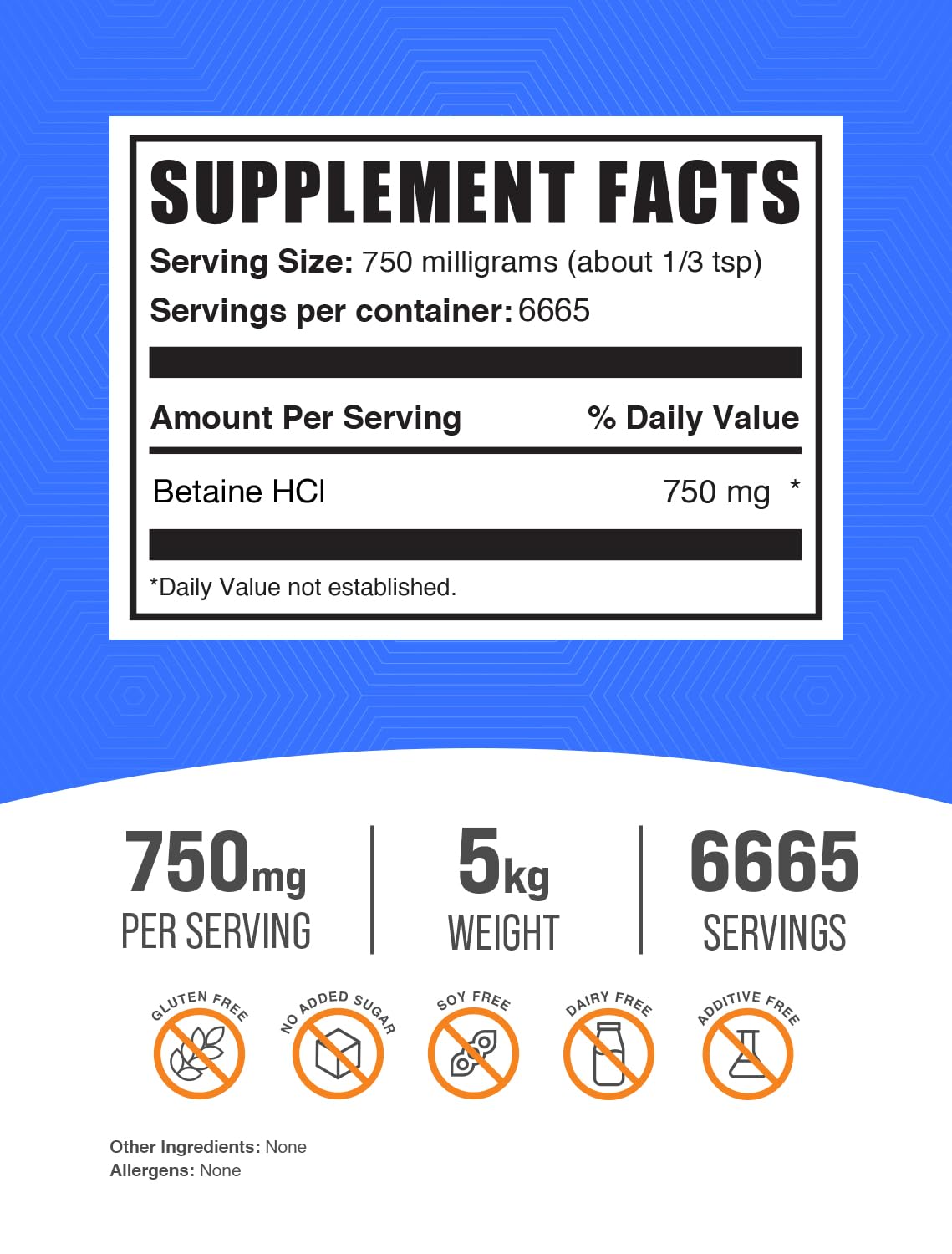 750 mg Betaine HCl digestive support