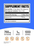 750 mg Betaine HCl supplement