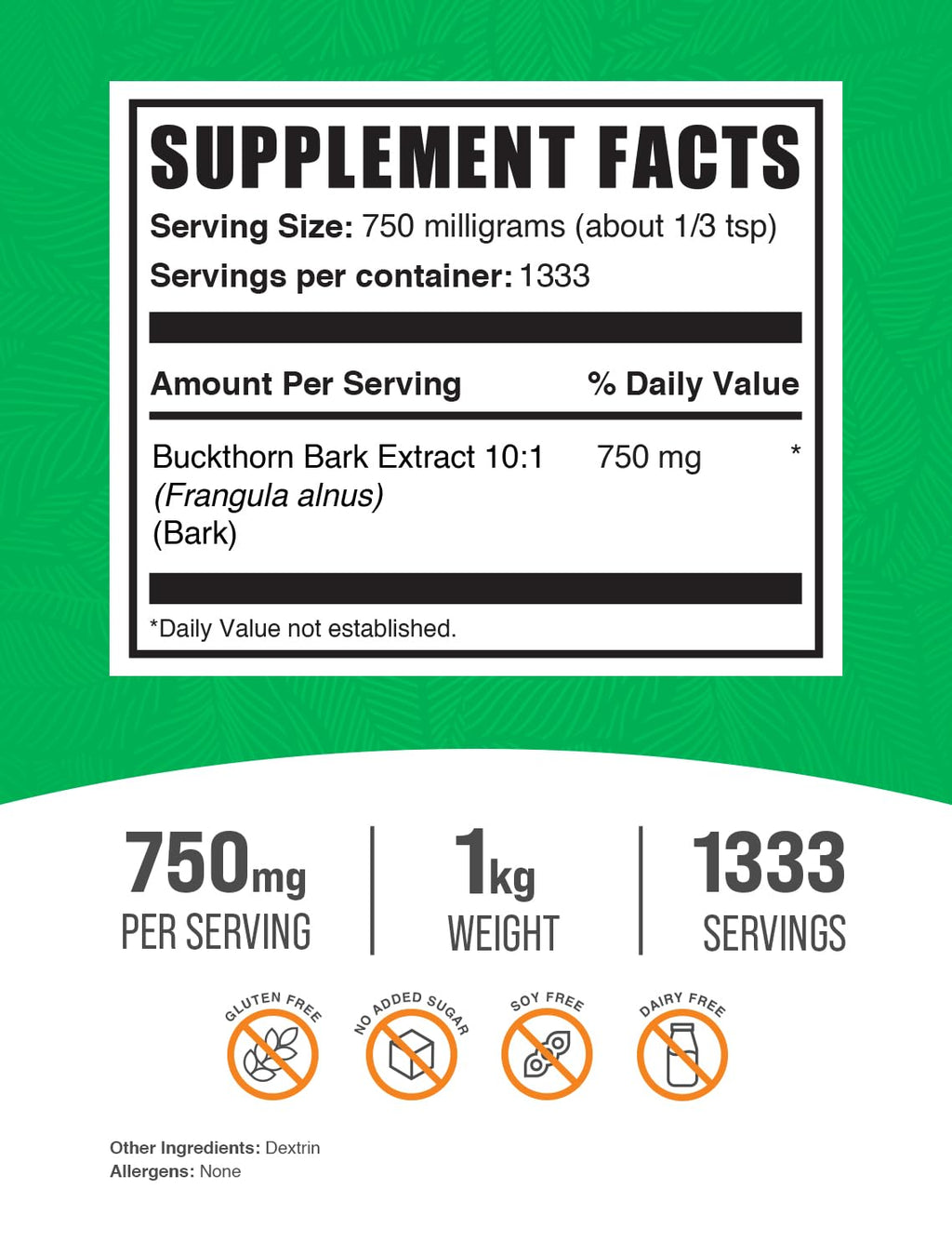 750 mg Buckthorn extract for wellness