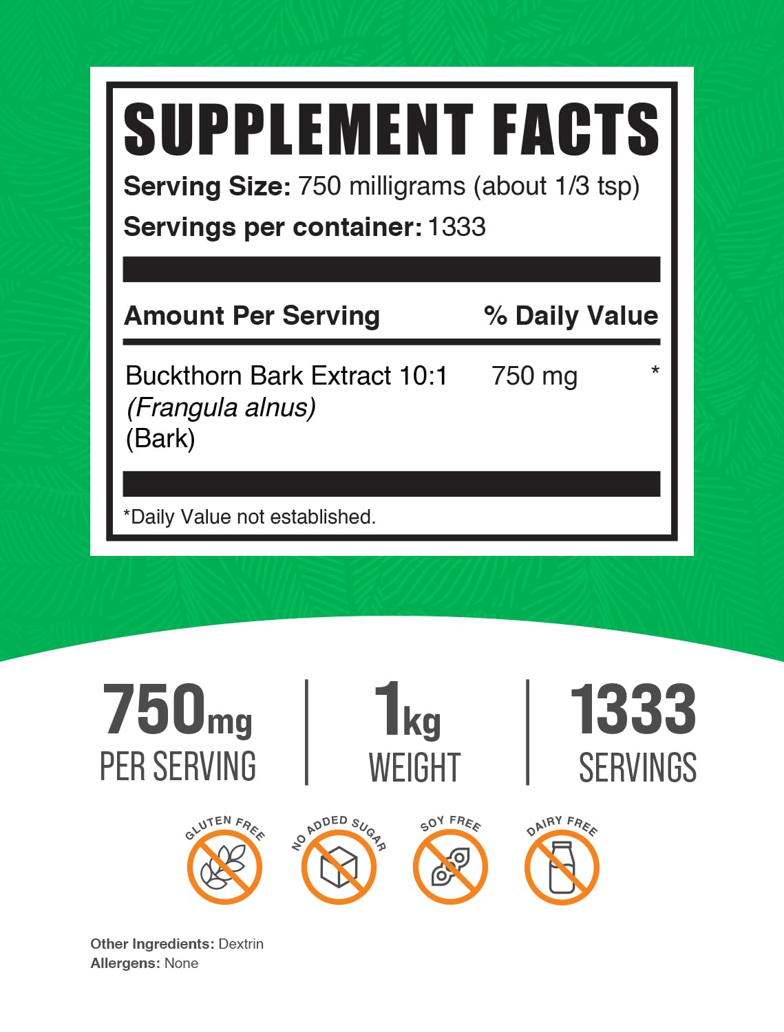 750 mg Buckthorn extract for wellness