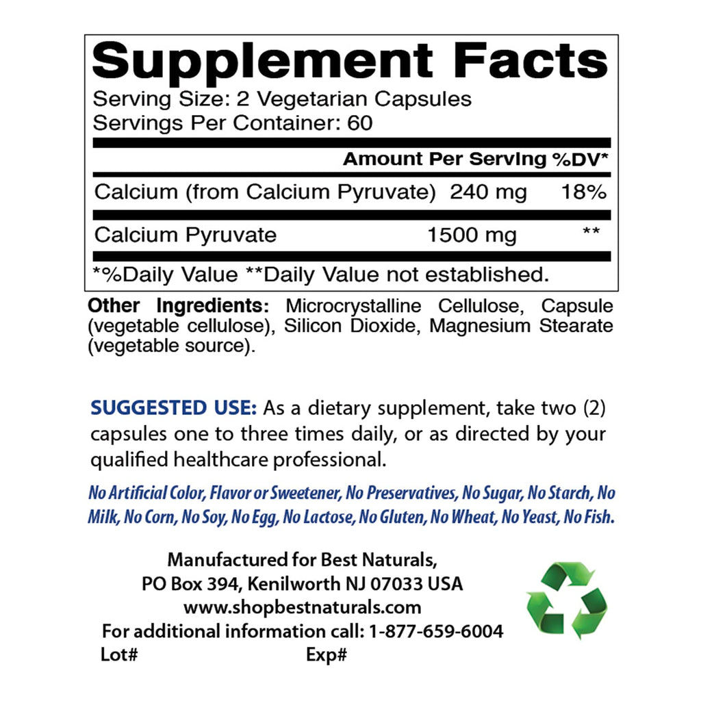 750 mg calcium pyruvate capsules