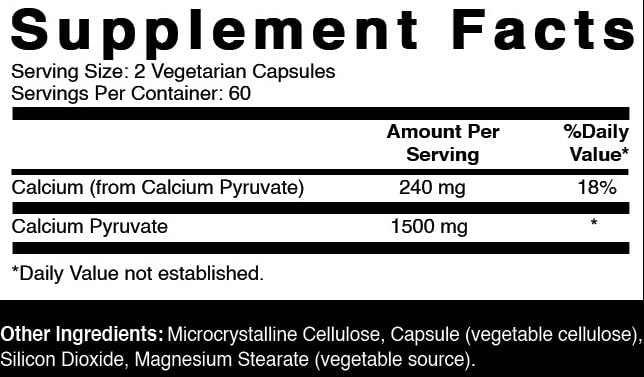 750 mg Calcium Pyruvate supplement