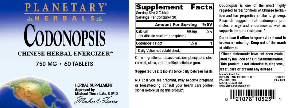 750 mg Codonopsis for enhanced stamina