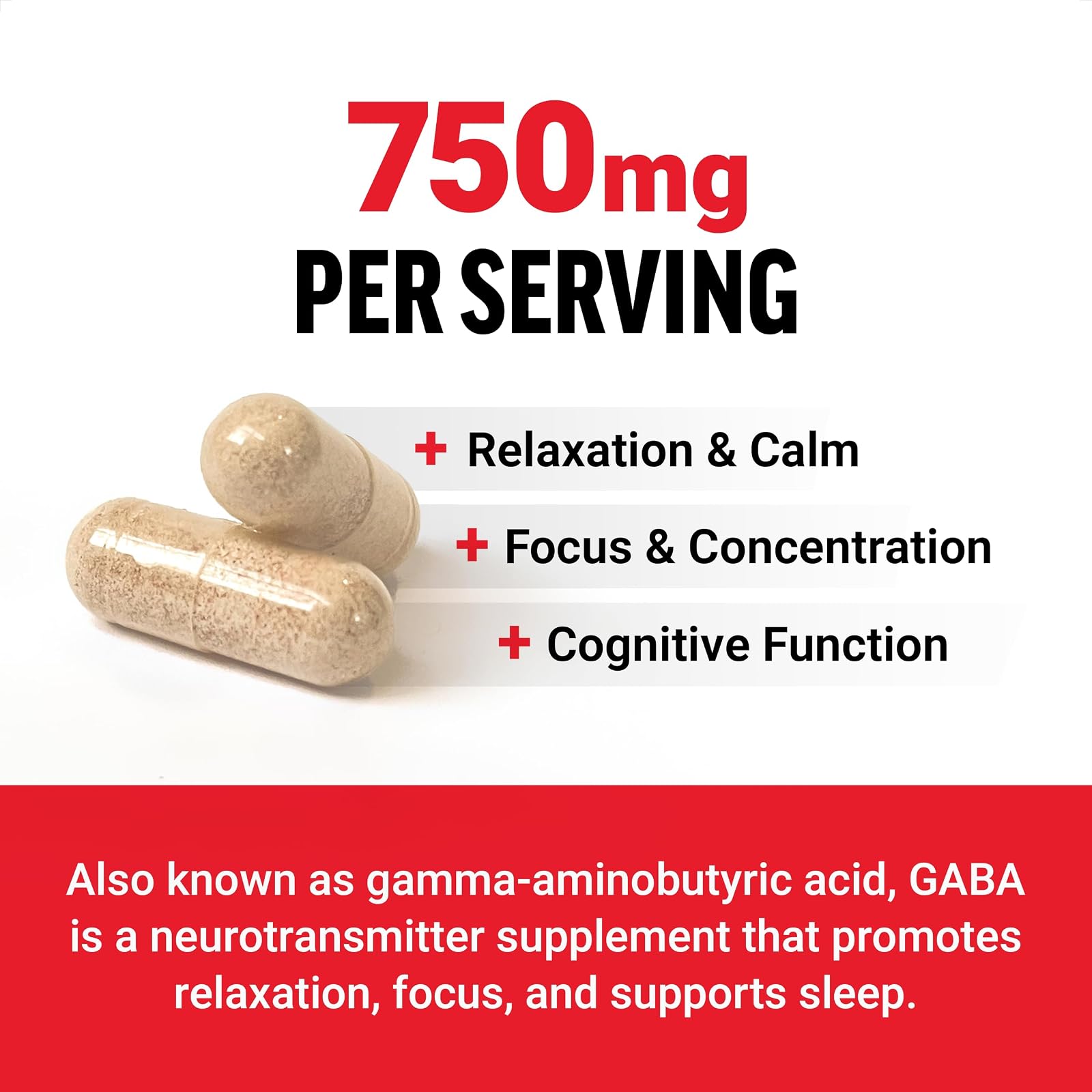 750 mg GABA capsules for stress relief