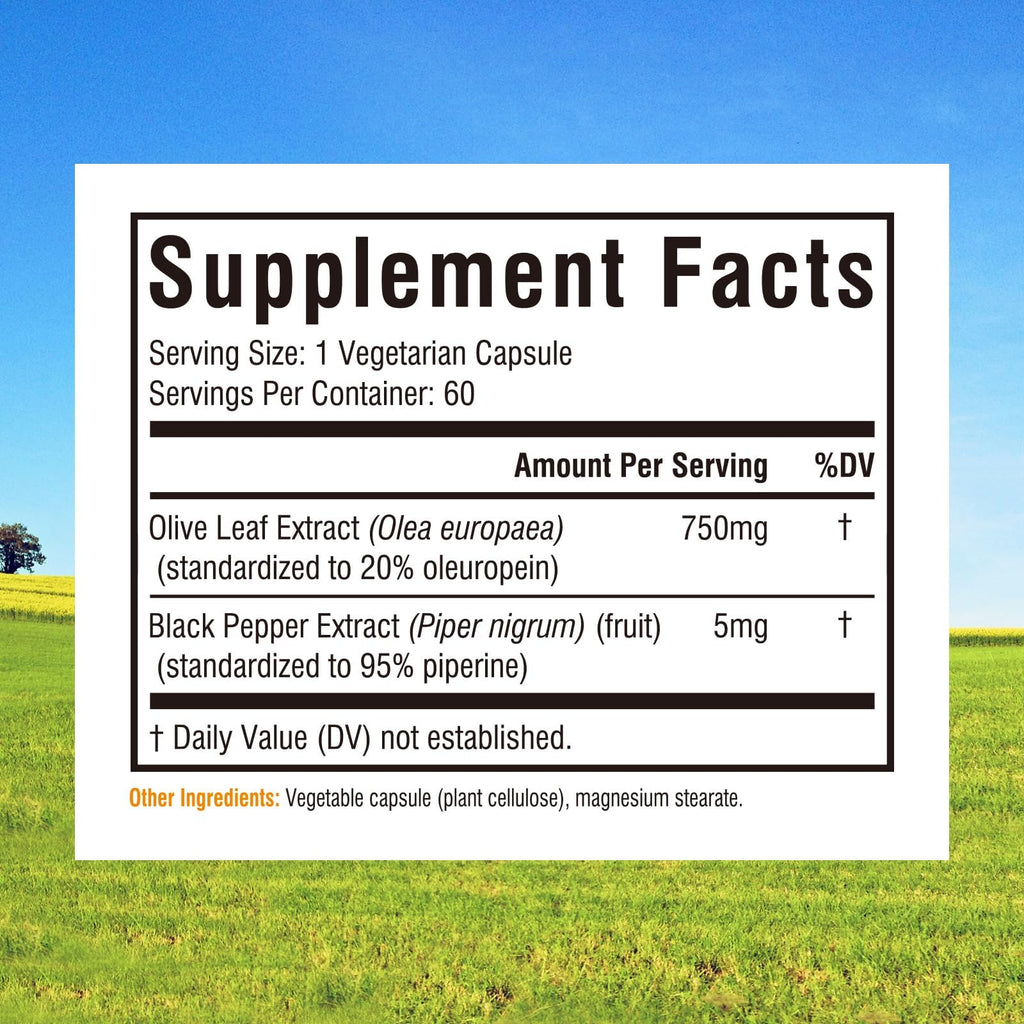 750 mg olive leaf capsules for wellness