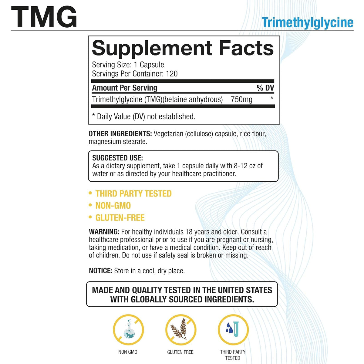 750 mg TMG multivitamin supplement