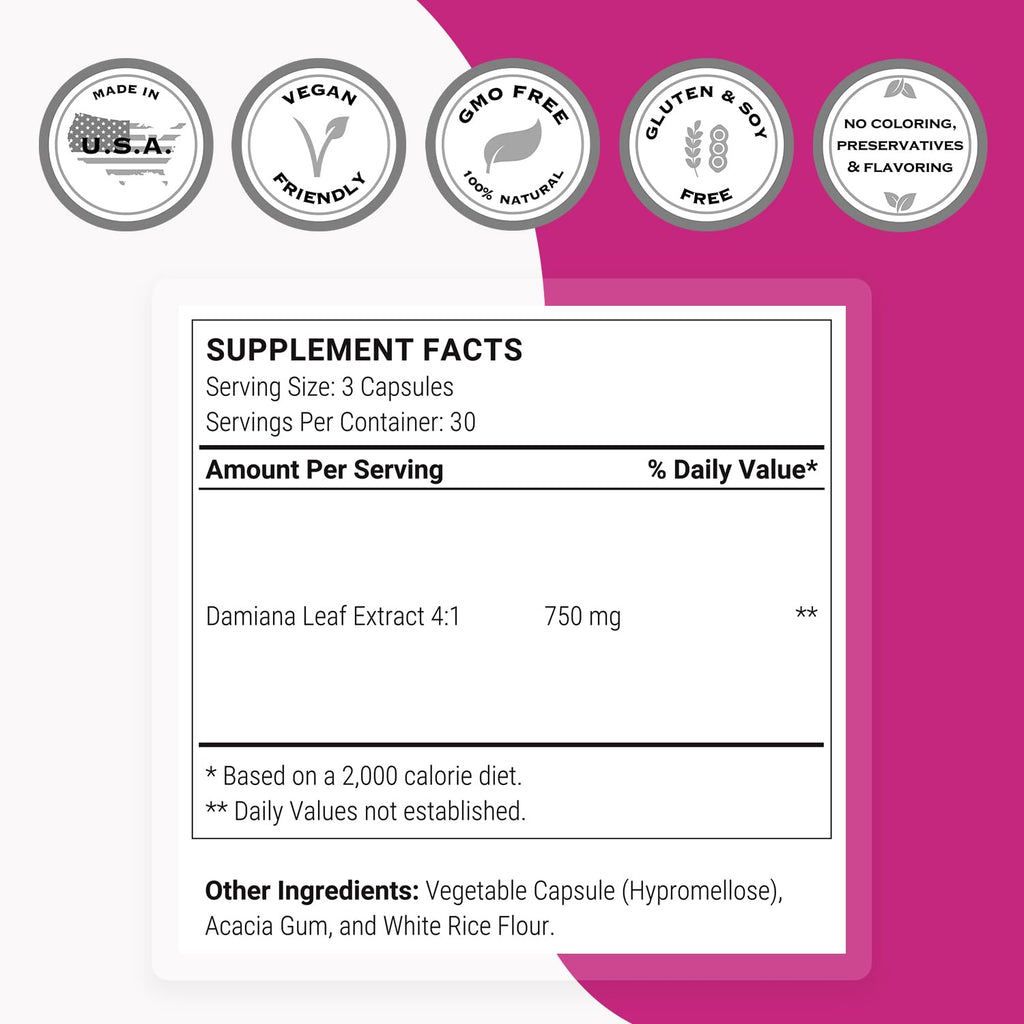 750mg damiana extract for vitality
