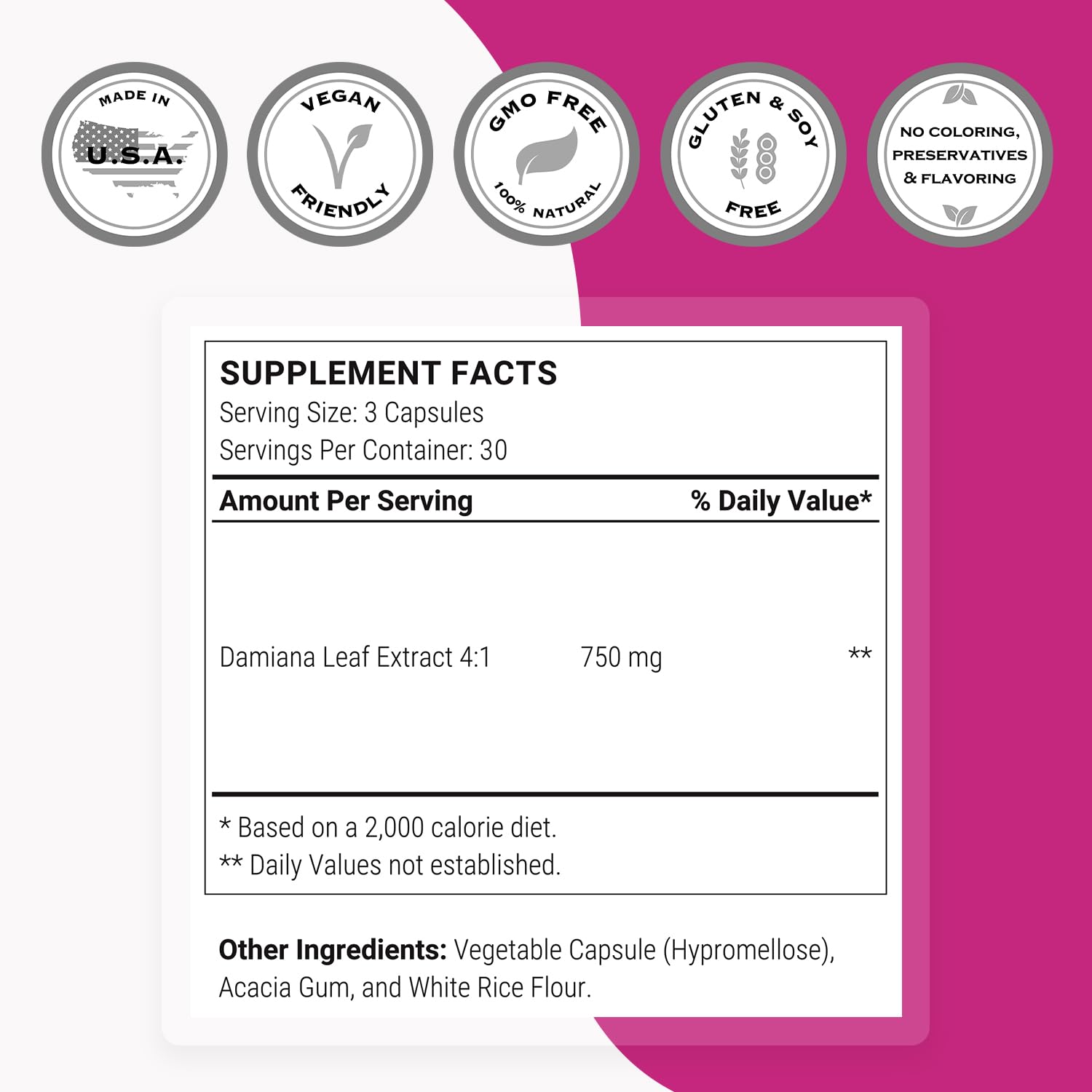 750mg damiana extract for vitality