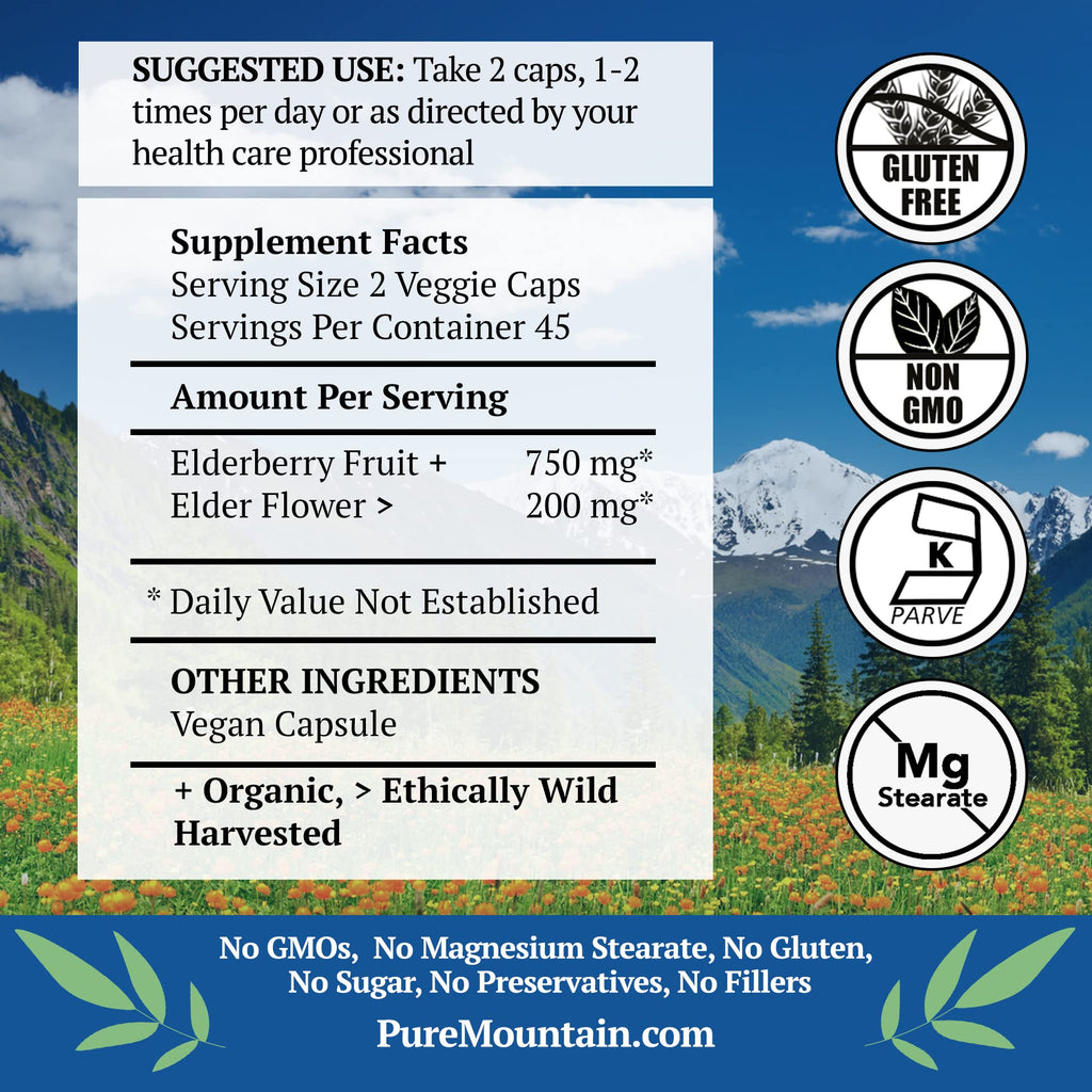 750mg elderberry capsules for wellness