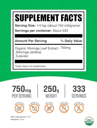 750mg moringa extract per serving