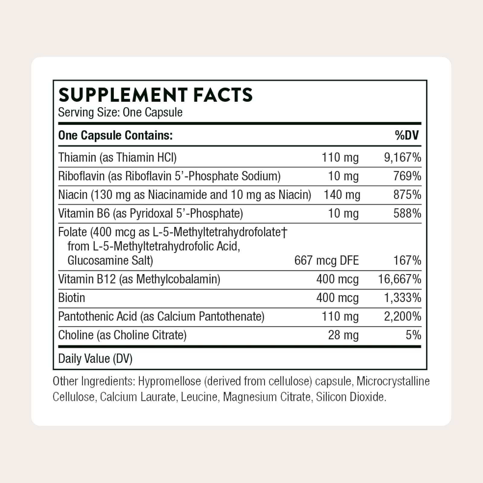 8 active B vitamins supplement