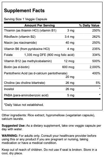 8 essential B vitamins supplement
