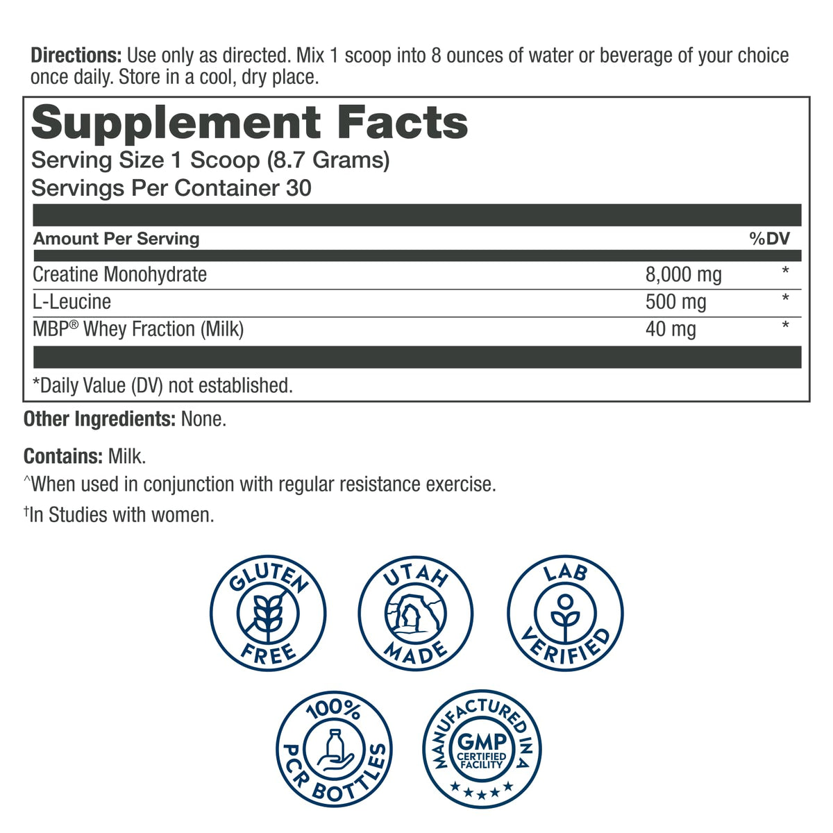 8 g Creatine for muscle recovery