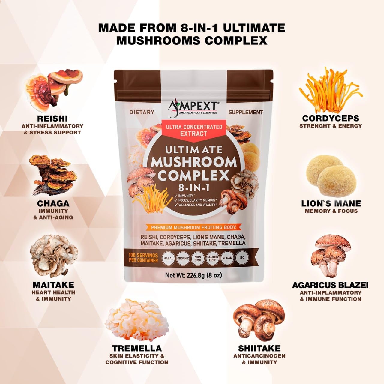8-in-1 mushroom blend for overall health