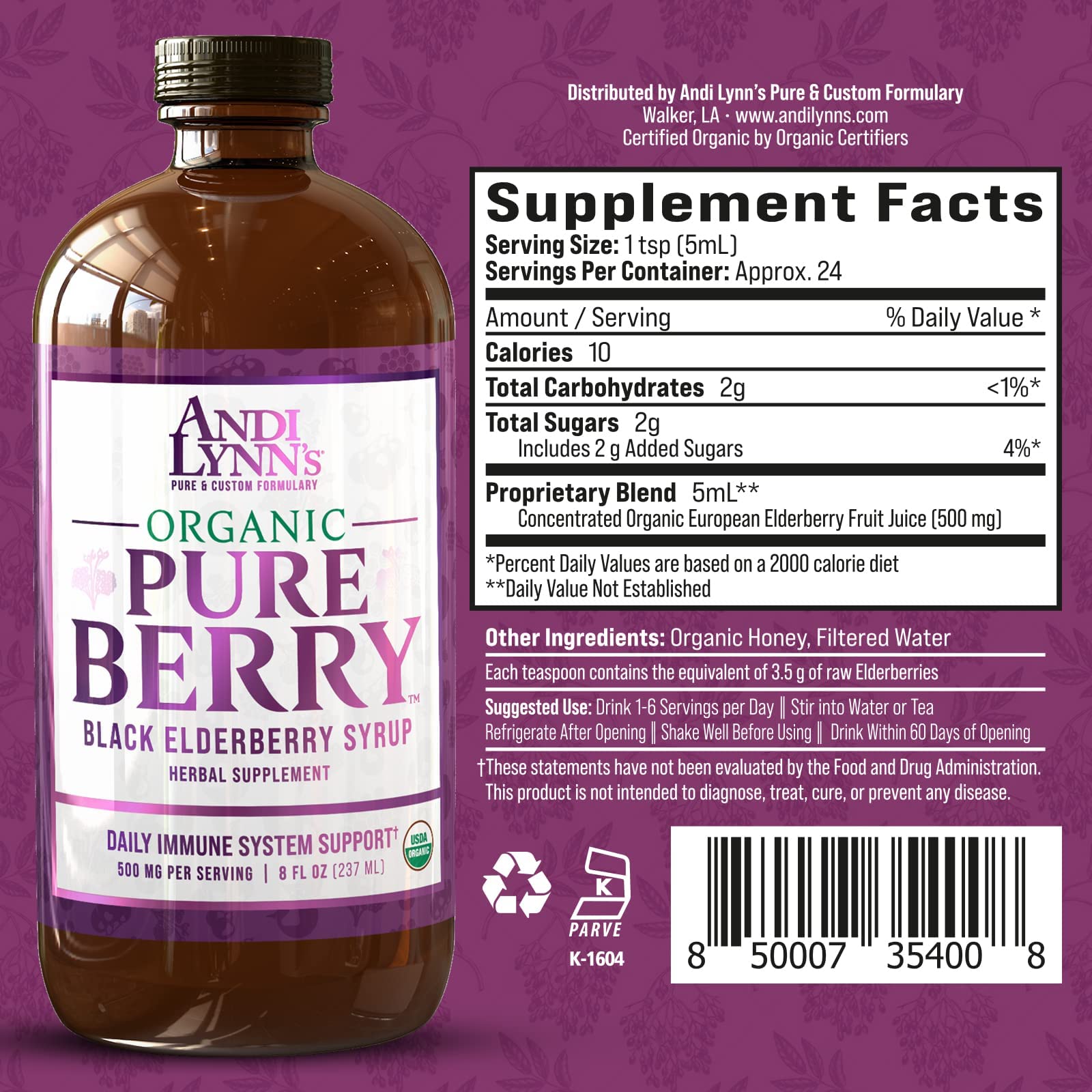 8 ounces elderberry syrup for families