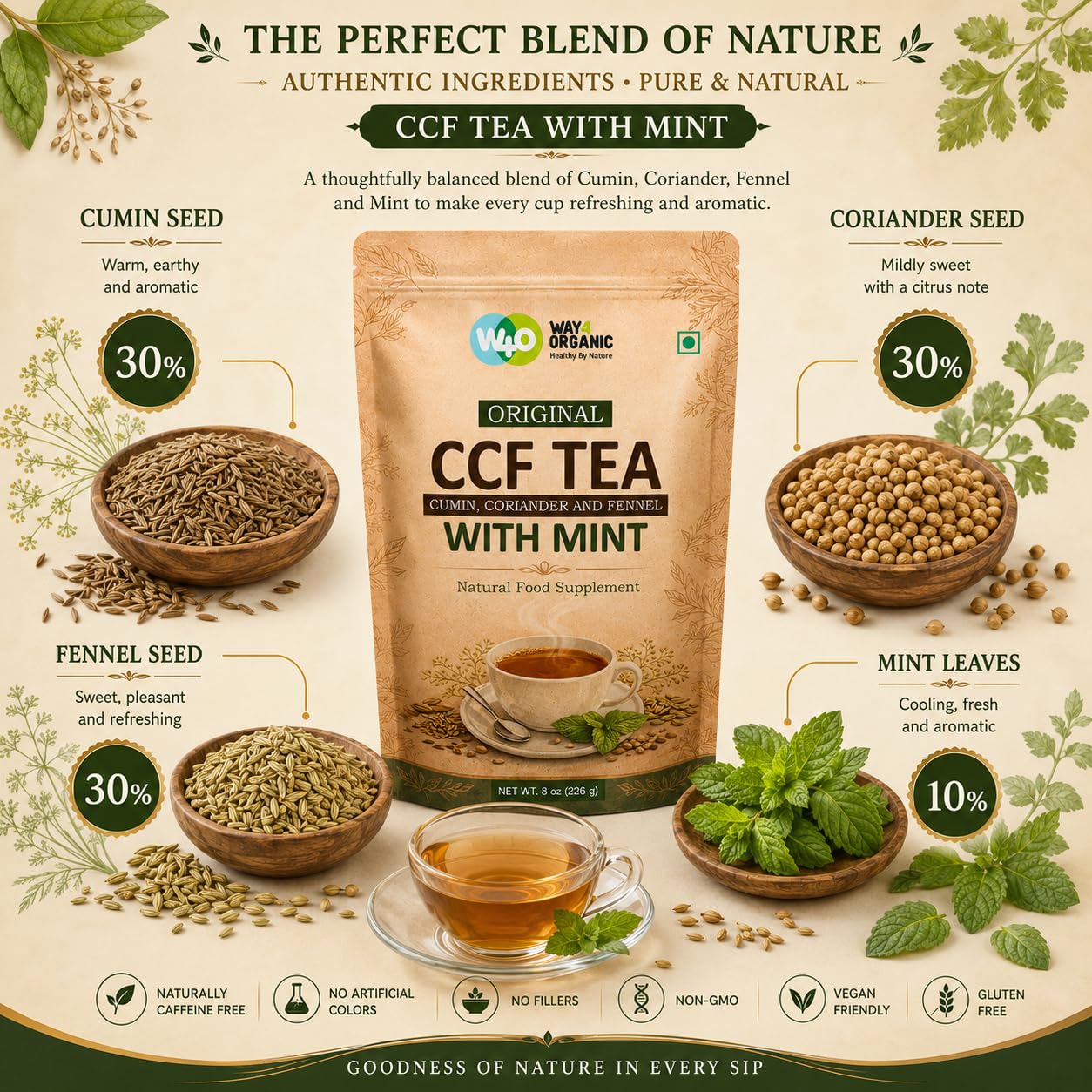 8 ounces of herbal wellness tea