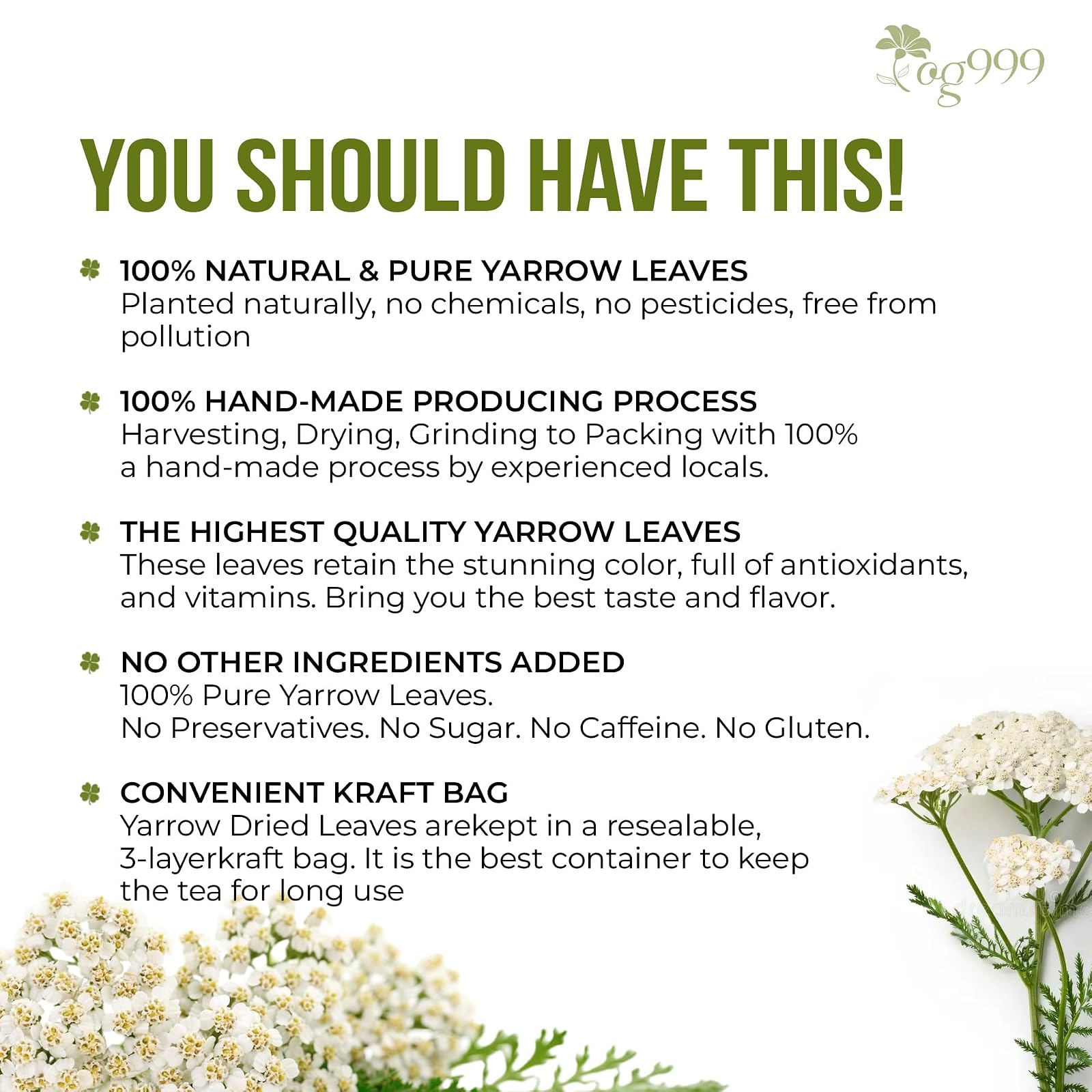 8 oz yarrow tea bags for soothing