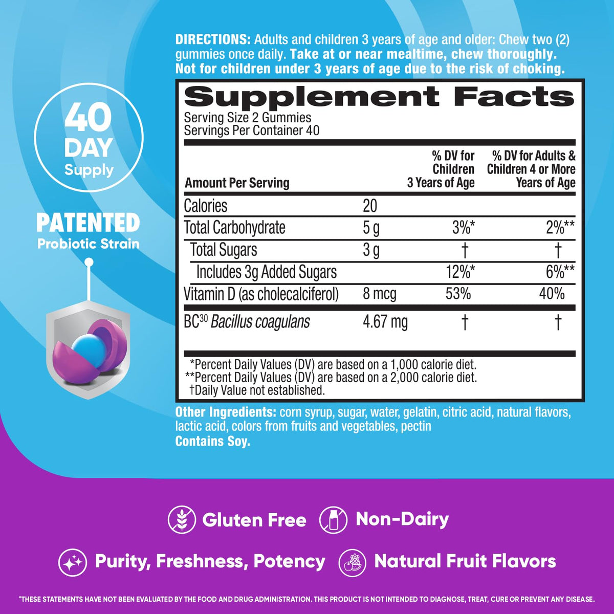 80 count probiotic gummies for digestive health