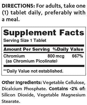 800 mcg Chromium Picolinate for metabolism
