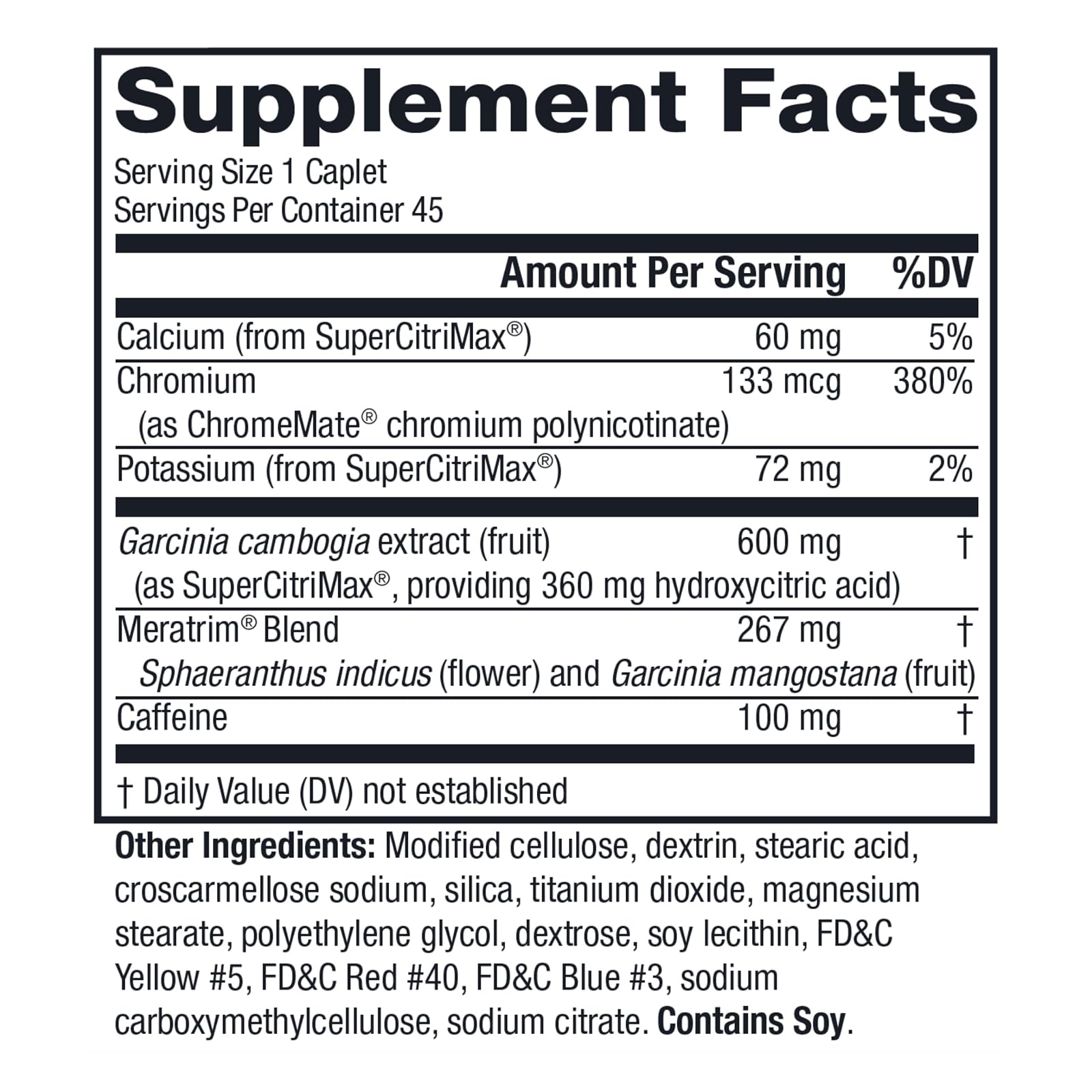 800 mg appetite control dietary supplement