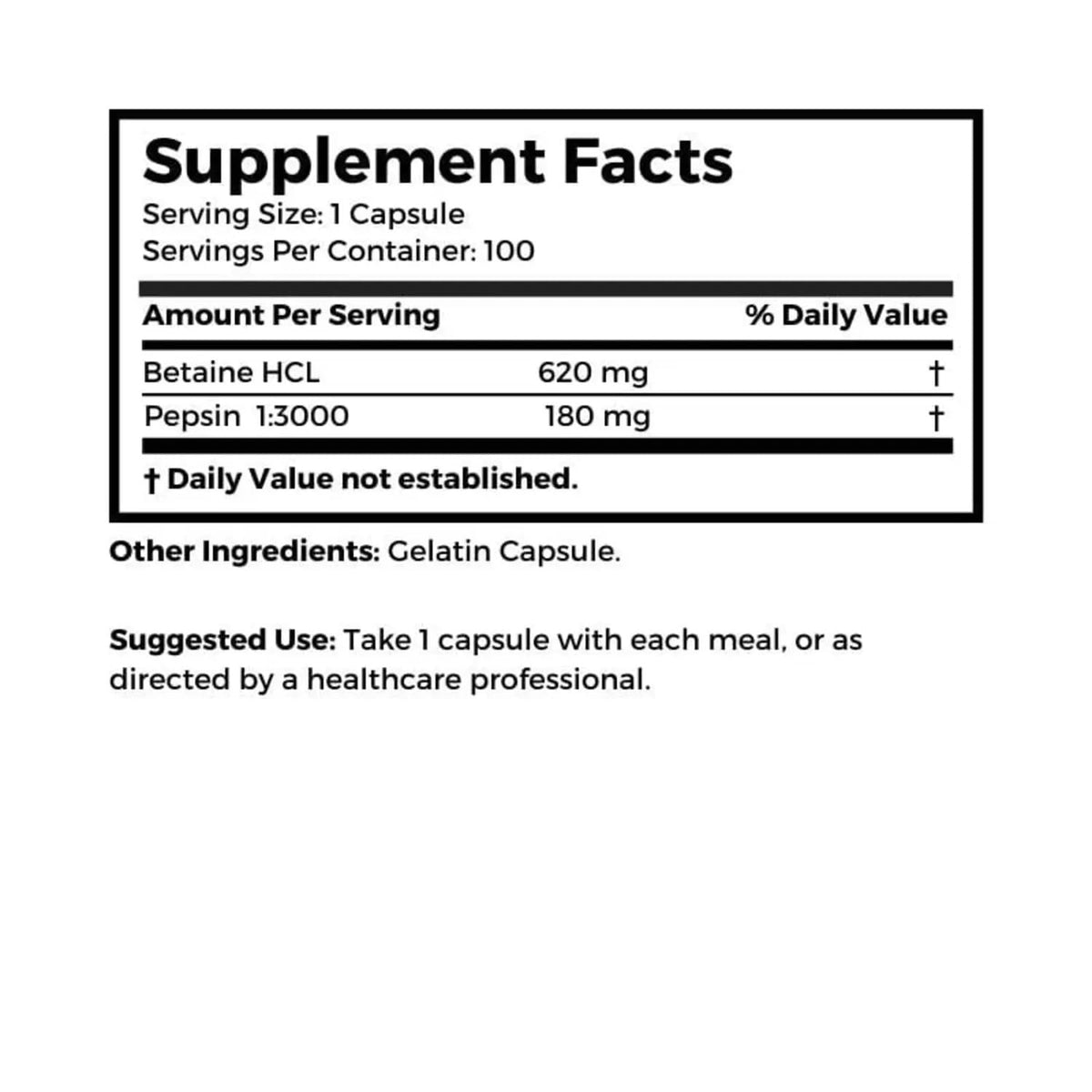 800 mg Betaine HCL for digestion