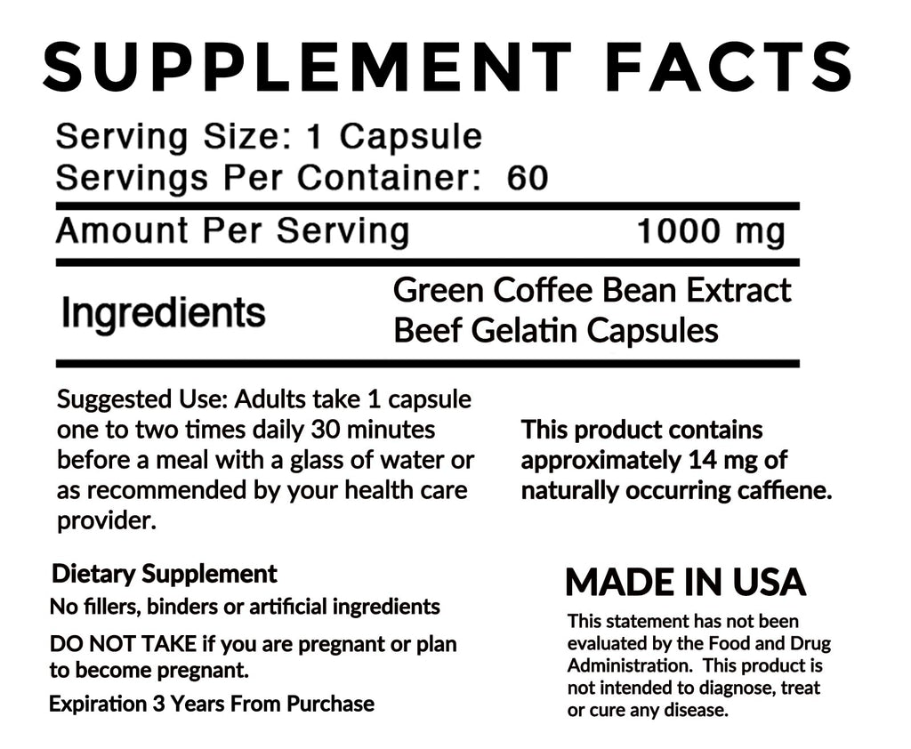 800 mg green coffee capsules