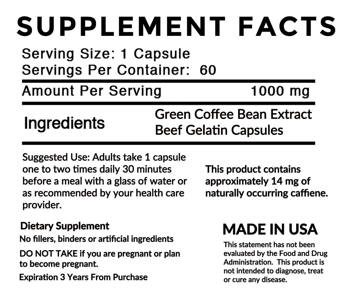 800 mg green coffee capsules