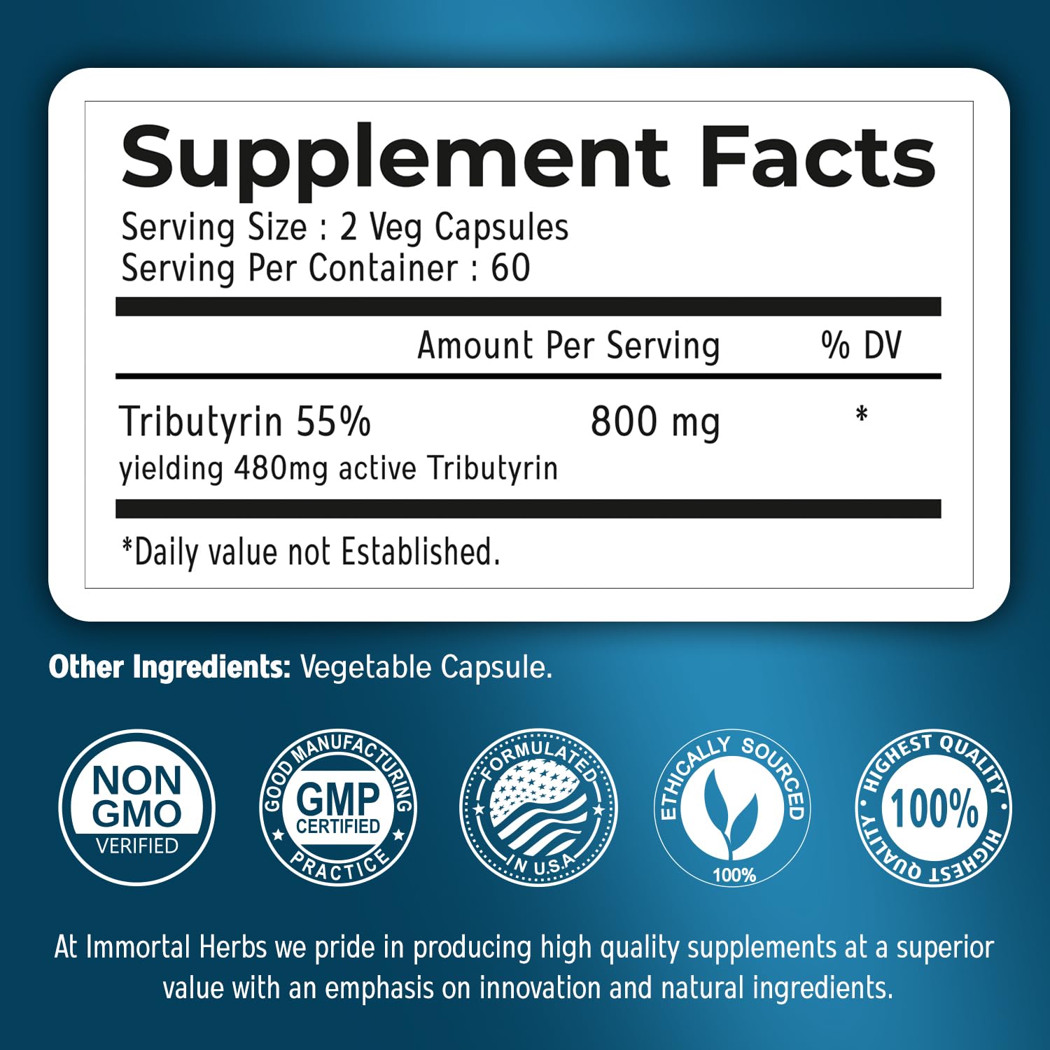 800 mg Tributyrin multivitamin capsules