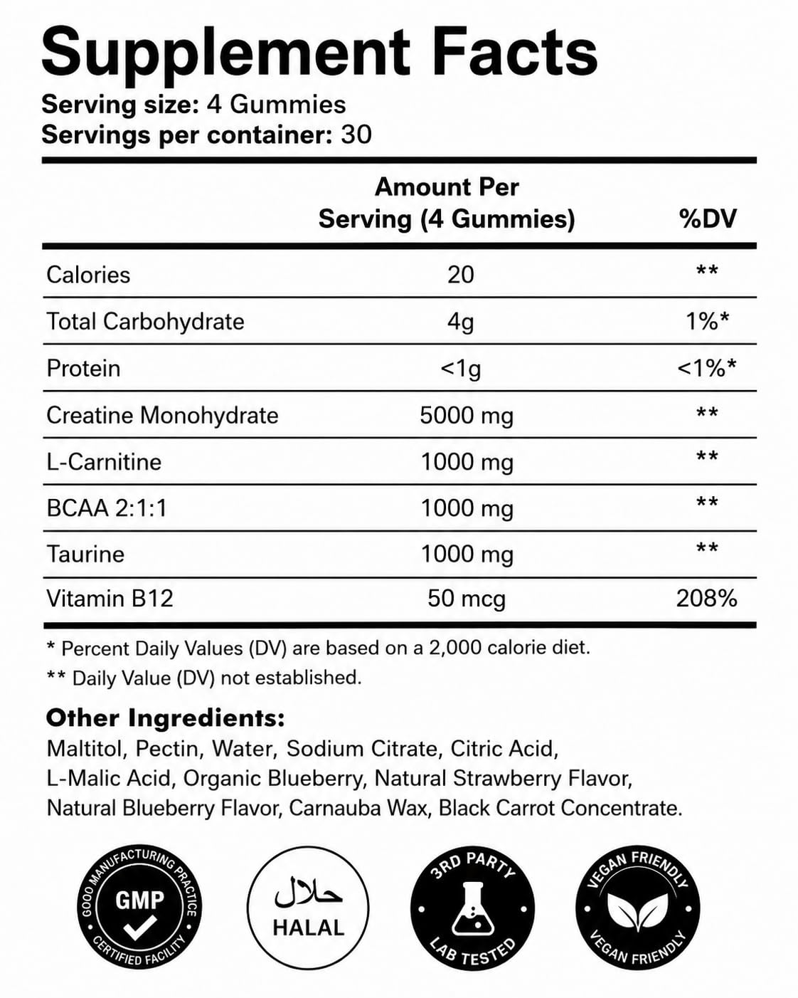 8000 mg creatine gummies for energy