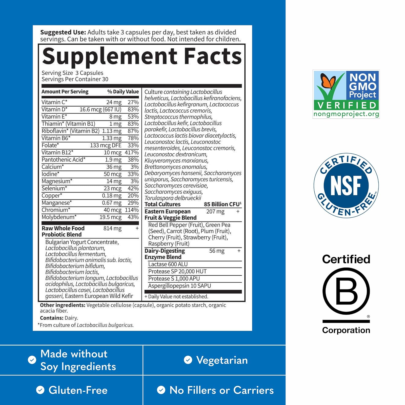 85 billion CFU probiotic capsules