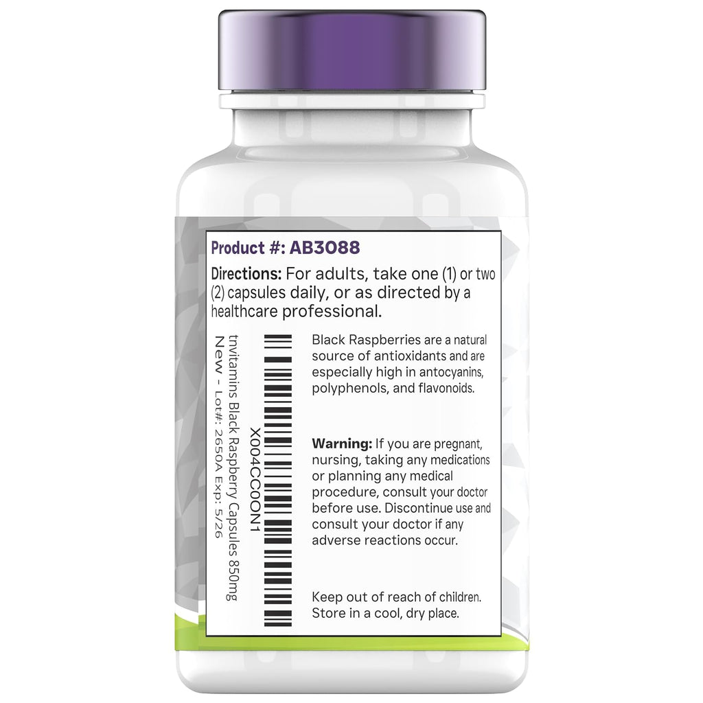 850 mg black raspberry multivitamin capsules