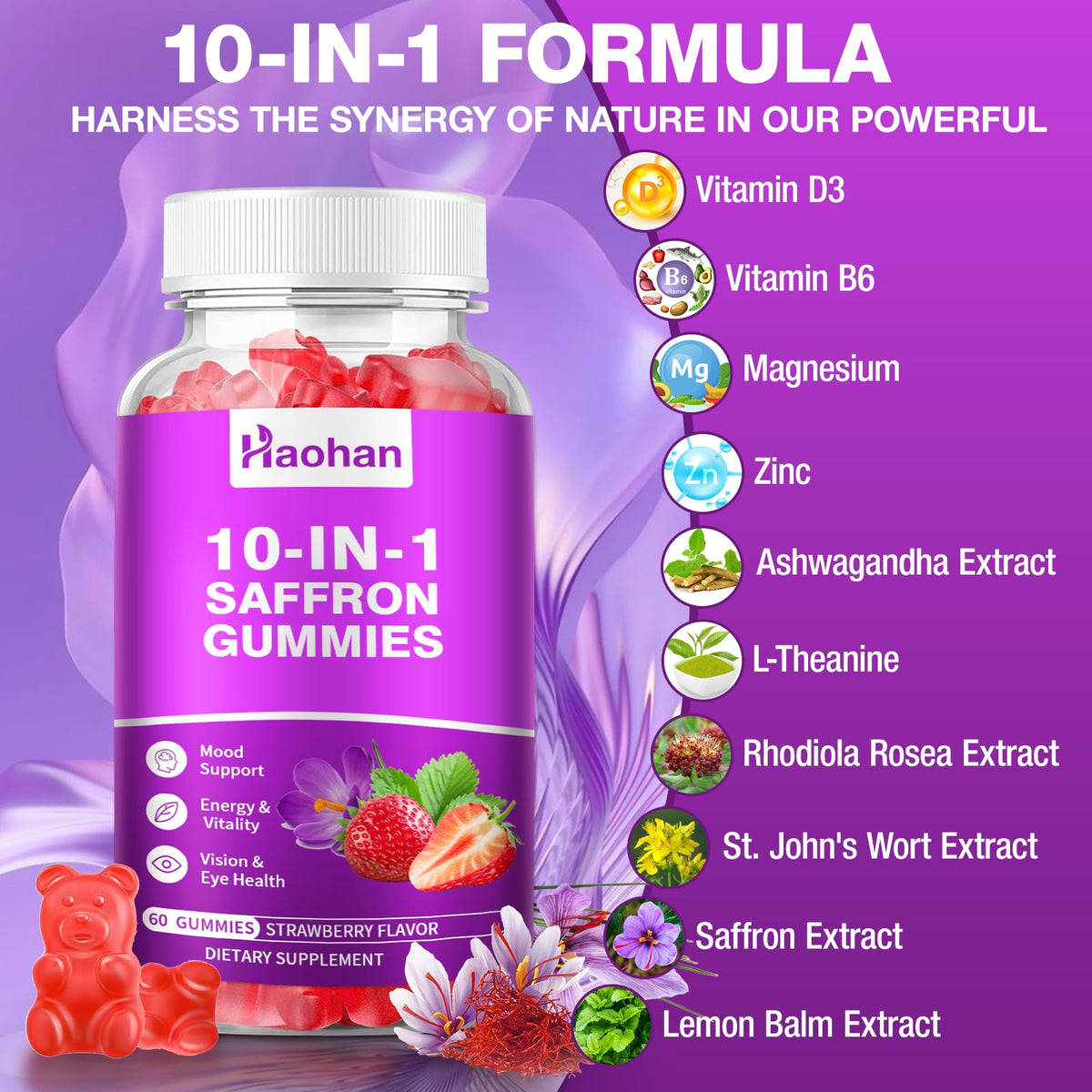 88.5 mg saffron gummies for stress relief