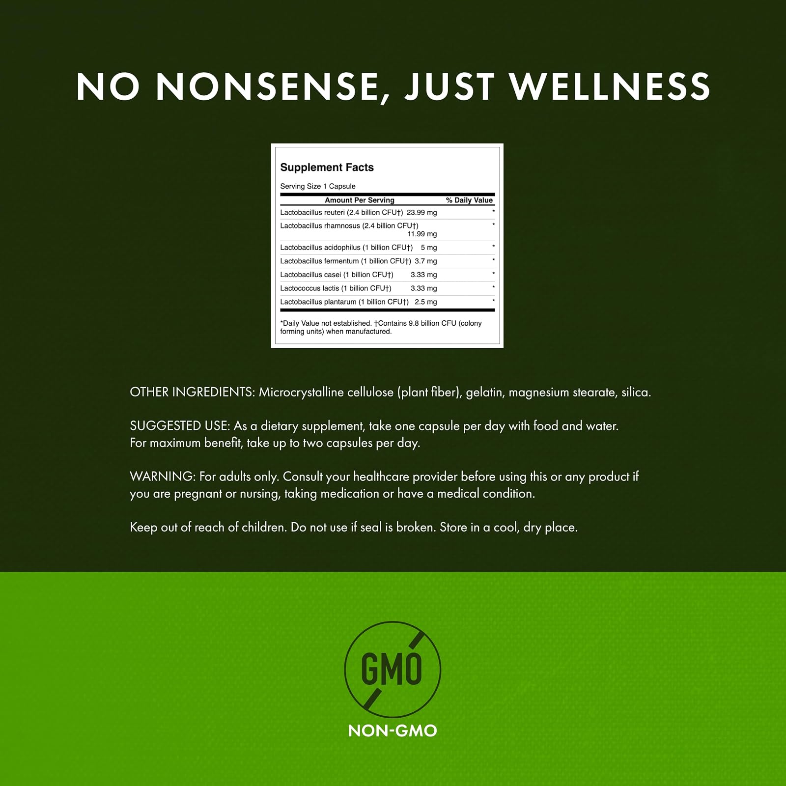 9 billion CFU probiotic support