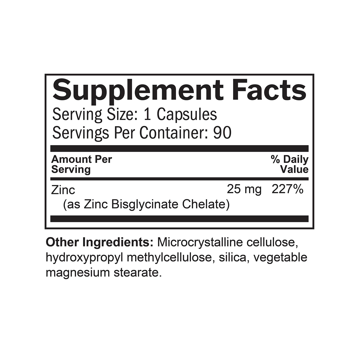 90 capsules for daily zinc intake