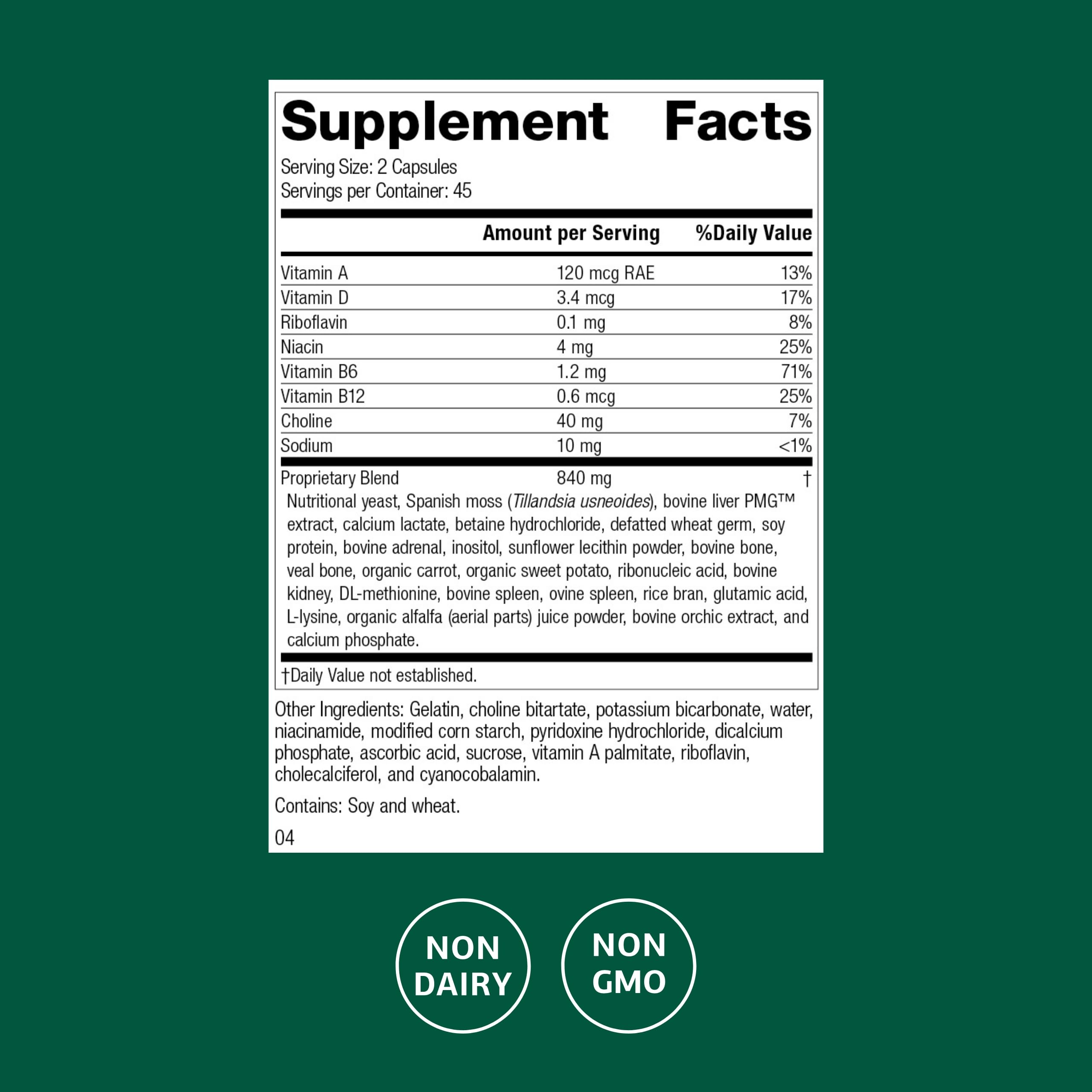 90 capsules of blended nutrients